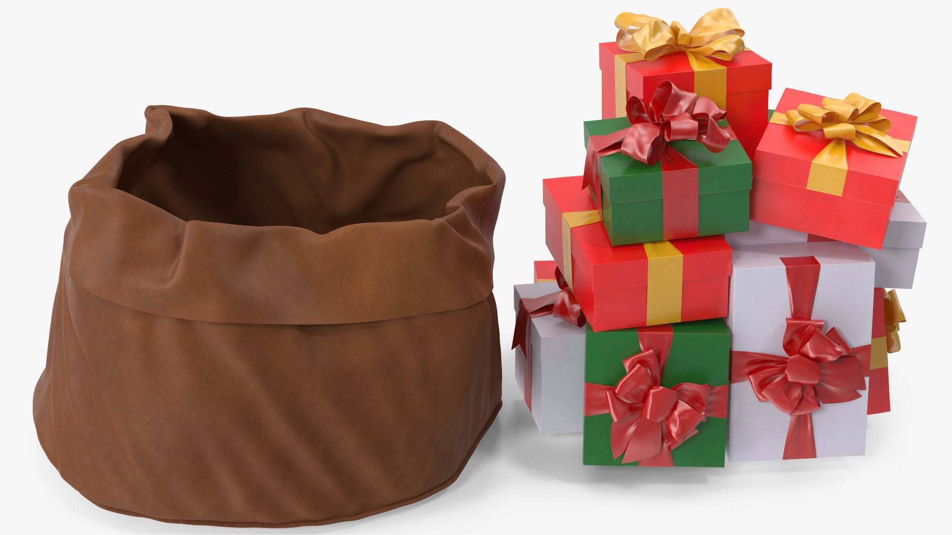 Santa Claus Open Brown Bag With Gifts 3D - TurboSquid 2207028