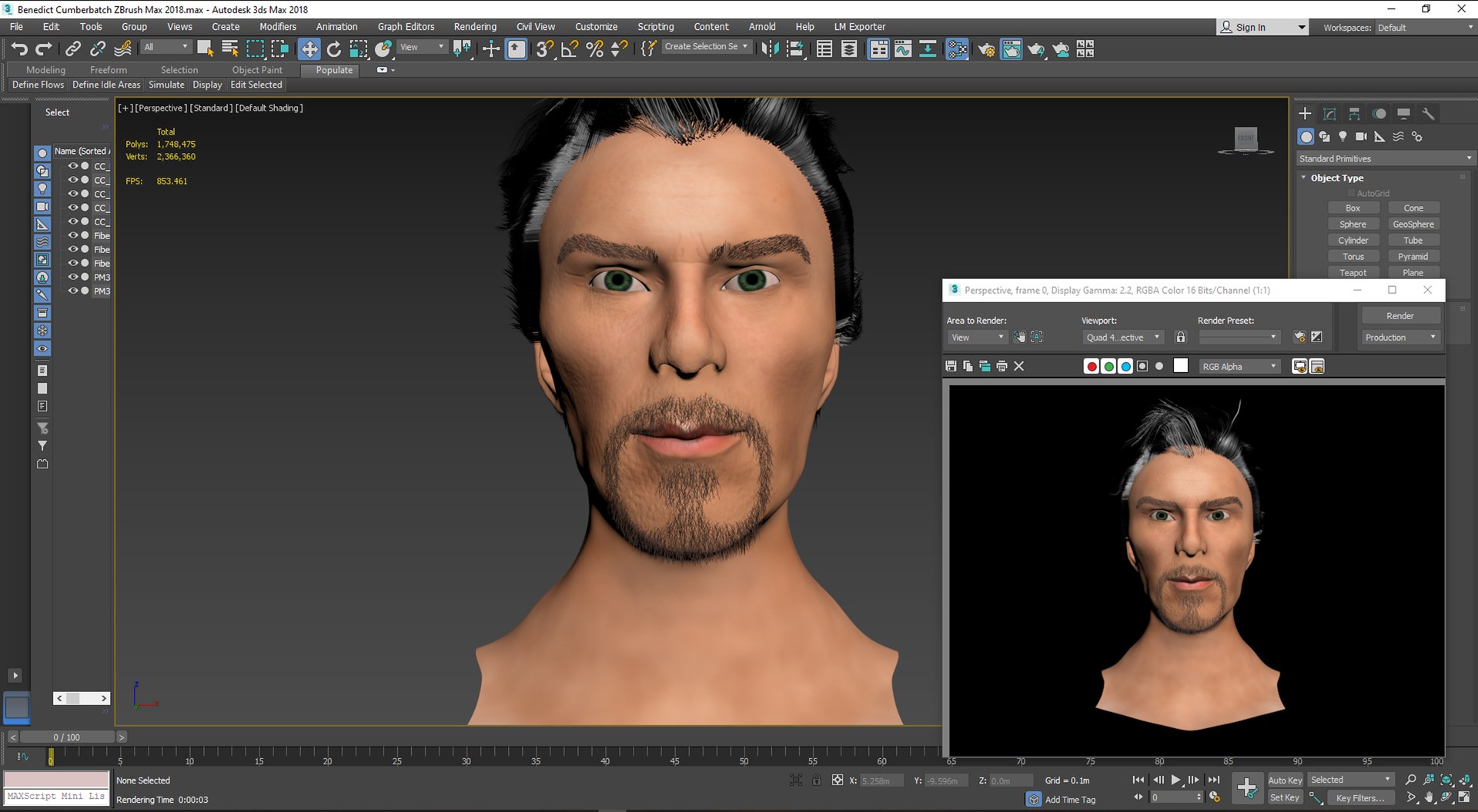 3D Model Benedict Cumberbatch ZBrush 3D Model Only The Head ...