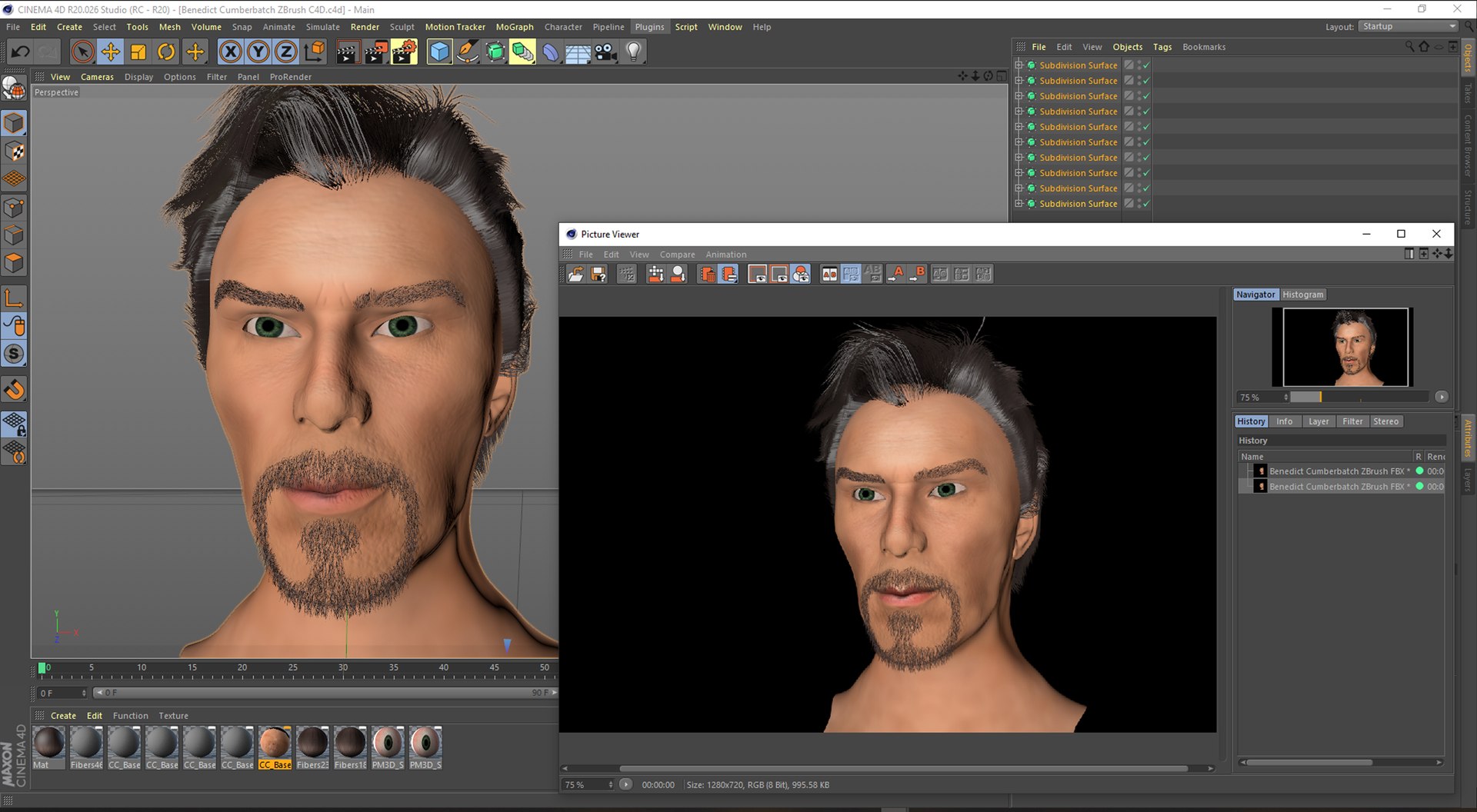 3D Model Benedict Cumberbatch ZBrush 3D Model Only The Head ...