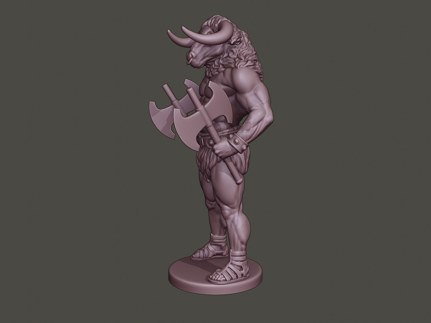 3D Model Minotaur Warrior Stand Axes - TurboSquid 1411459