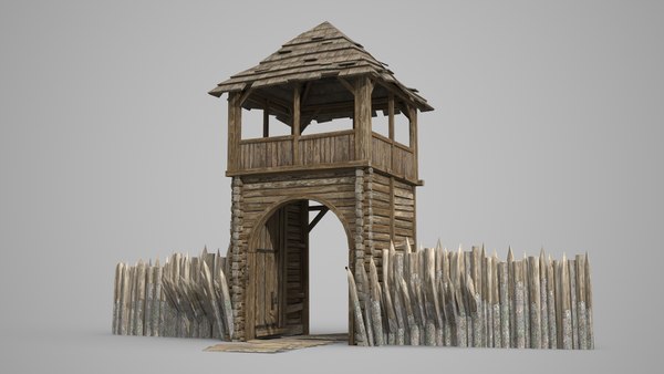 modelo 3d Medieval building village gate guard tower - TurboSquid 1950754