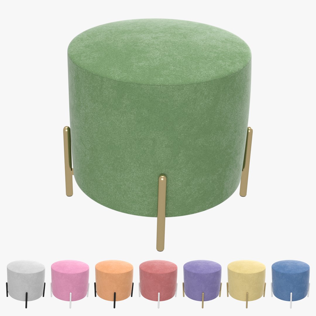 Round Poufs Set Ottoman Model - TurboSquid 2237057