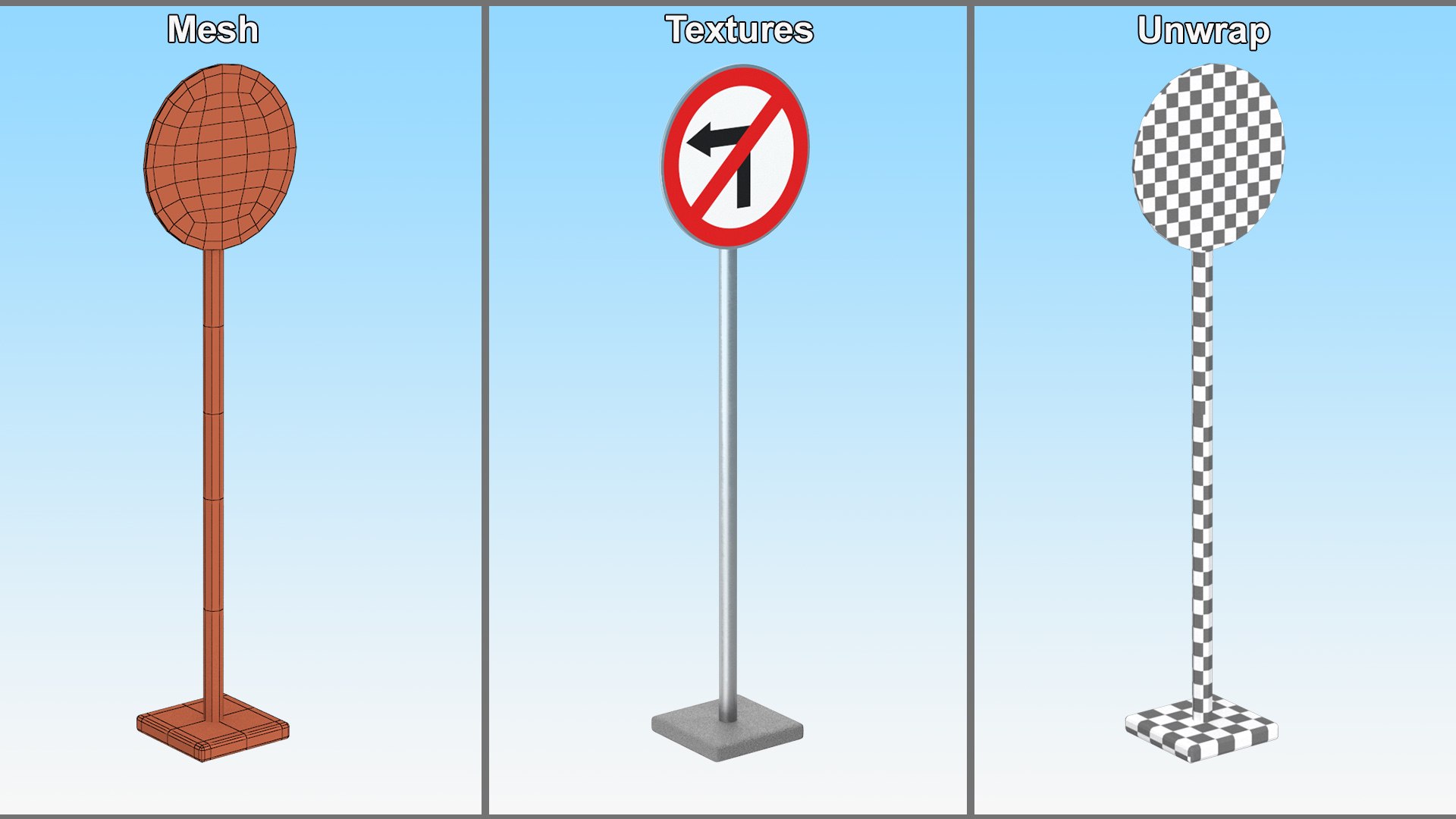 Road Sign No Left Turn 3D Model - TurboSquid 2211826