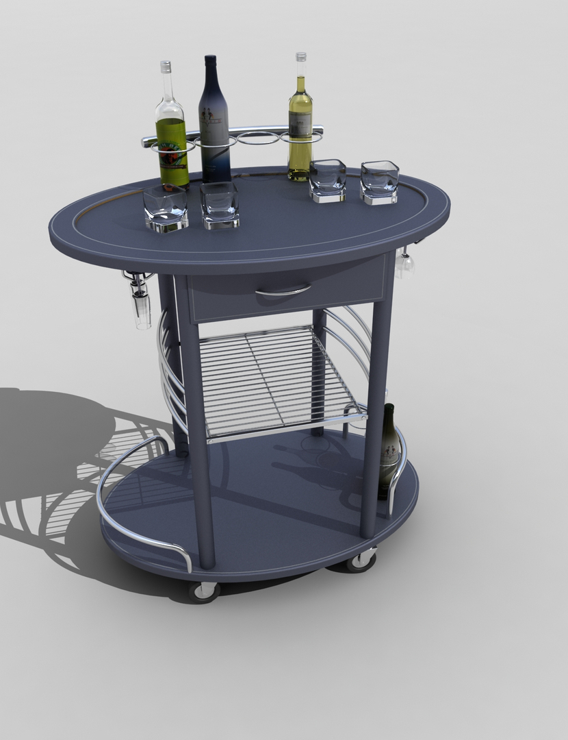 3d Portable Bar Cart Minibar Model