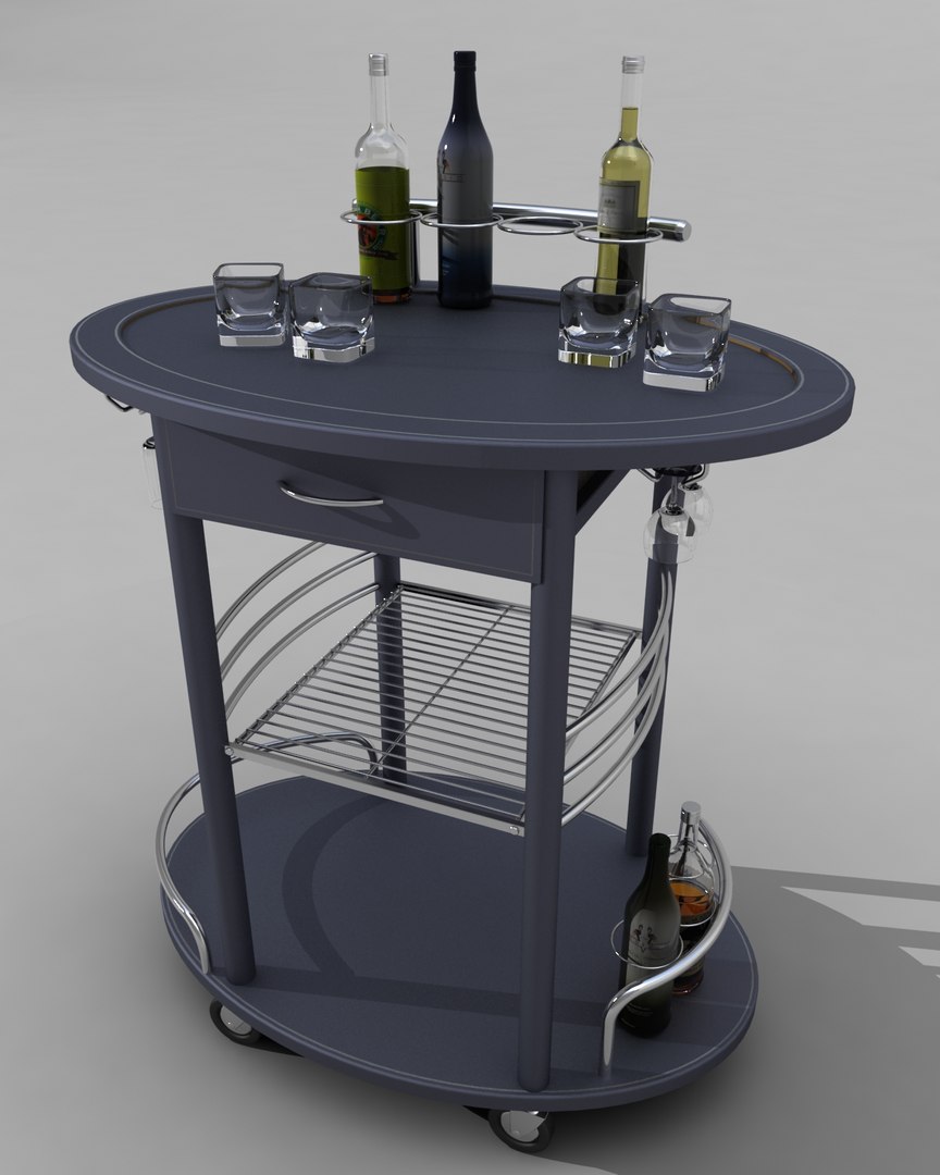 3d Portable Bar Cart Minibar Model