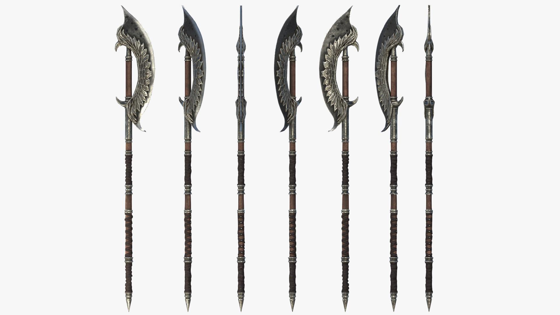 3D Model Fantasy Spear RPG Bardiche Berdiche Bardische Bardeche Berdish ...