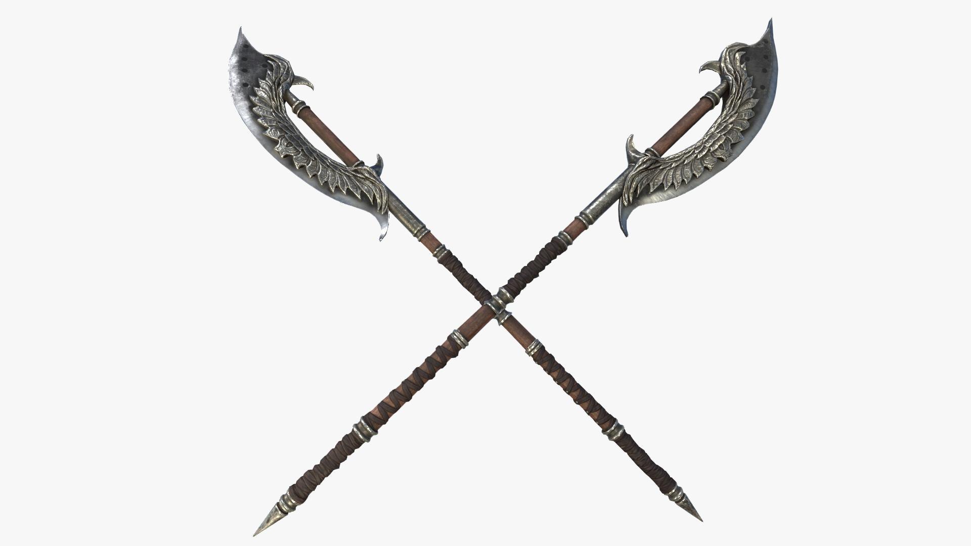 3D Model Fantasy Spear RPG Bardiche Berdiche Bardische Bardeche Berdish ...