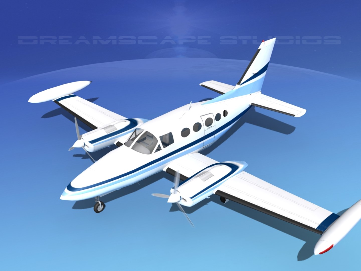 Cockpit Cessna 414 Chancellor 3d Model