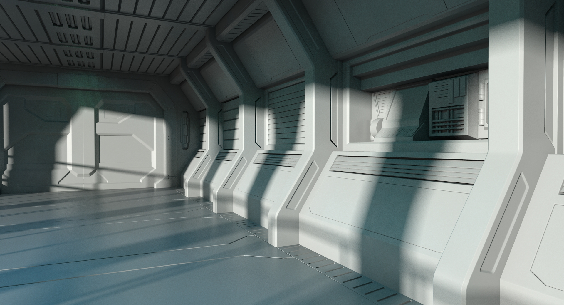 3D futuristic spaceship corridor model - TurboSquid 1344985