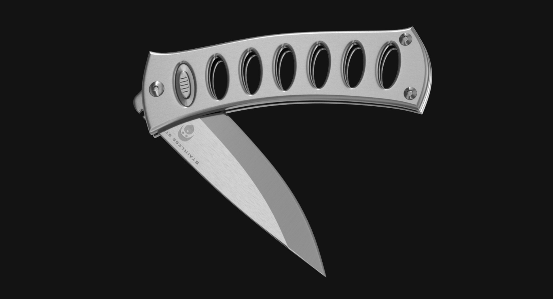 Stainless steel pocket knife 3D model - TurboSquid 1228097