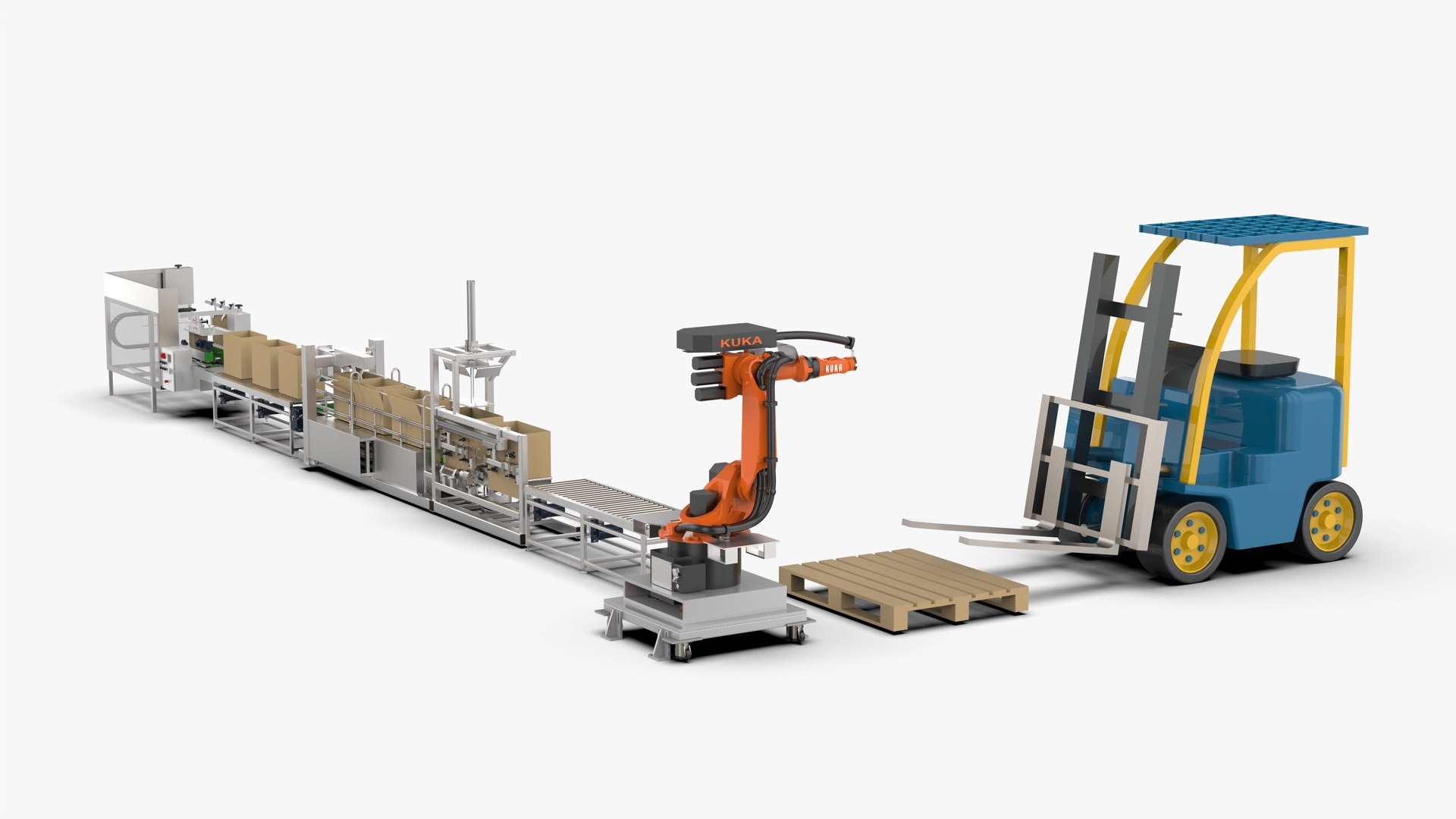 3D Automatic Carton Unpacking Packing And Palletizing Machine Model ...