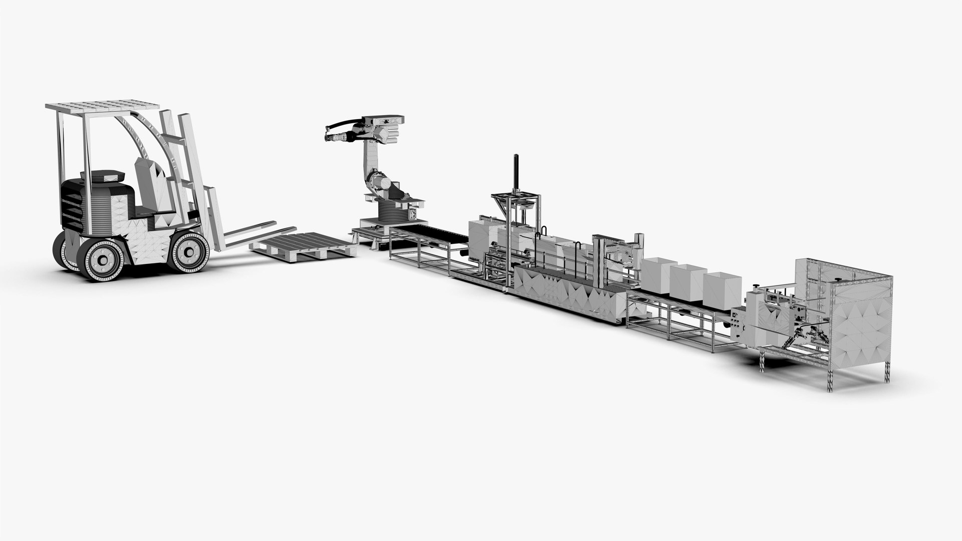 3D Automatic Carton Unpacking Packing And Palletizing Machine Model ...