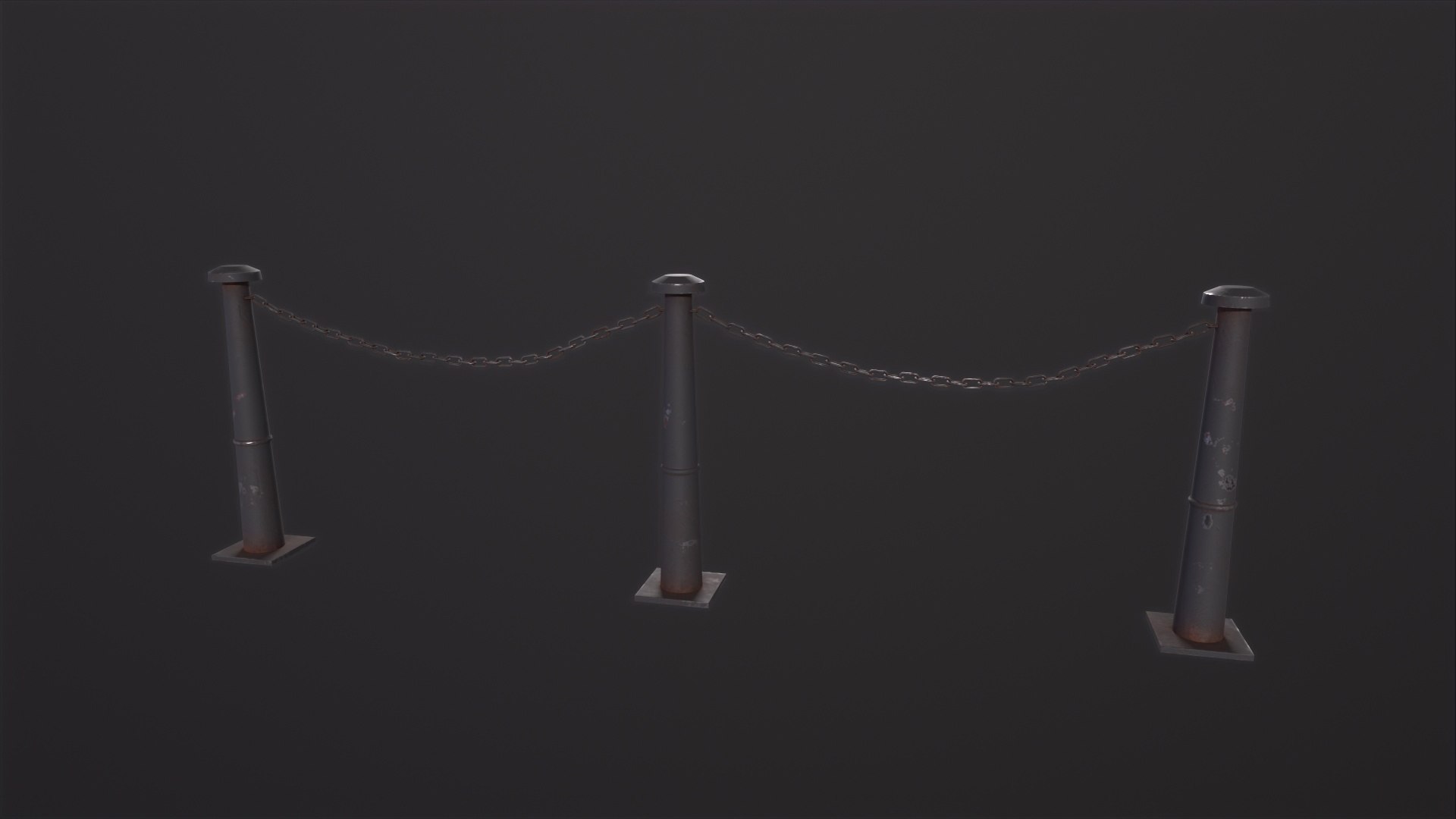 3D Iron Chain Barrier Model - TurboSquid 2143742