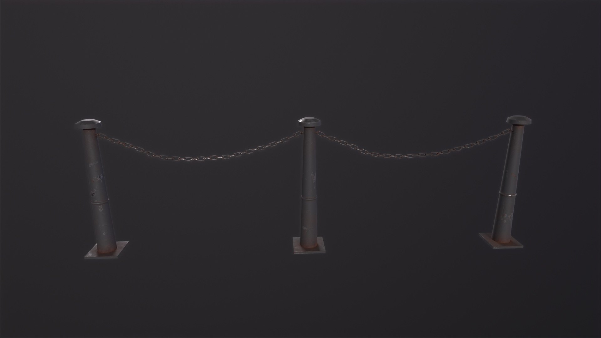 3D Iron Chain Barrier Model - TurboSquid 2143742