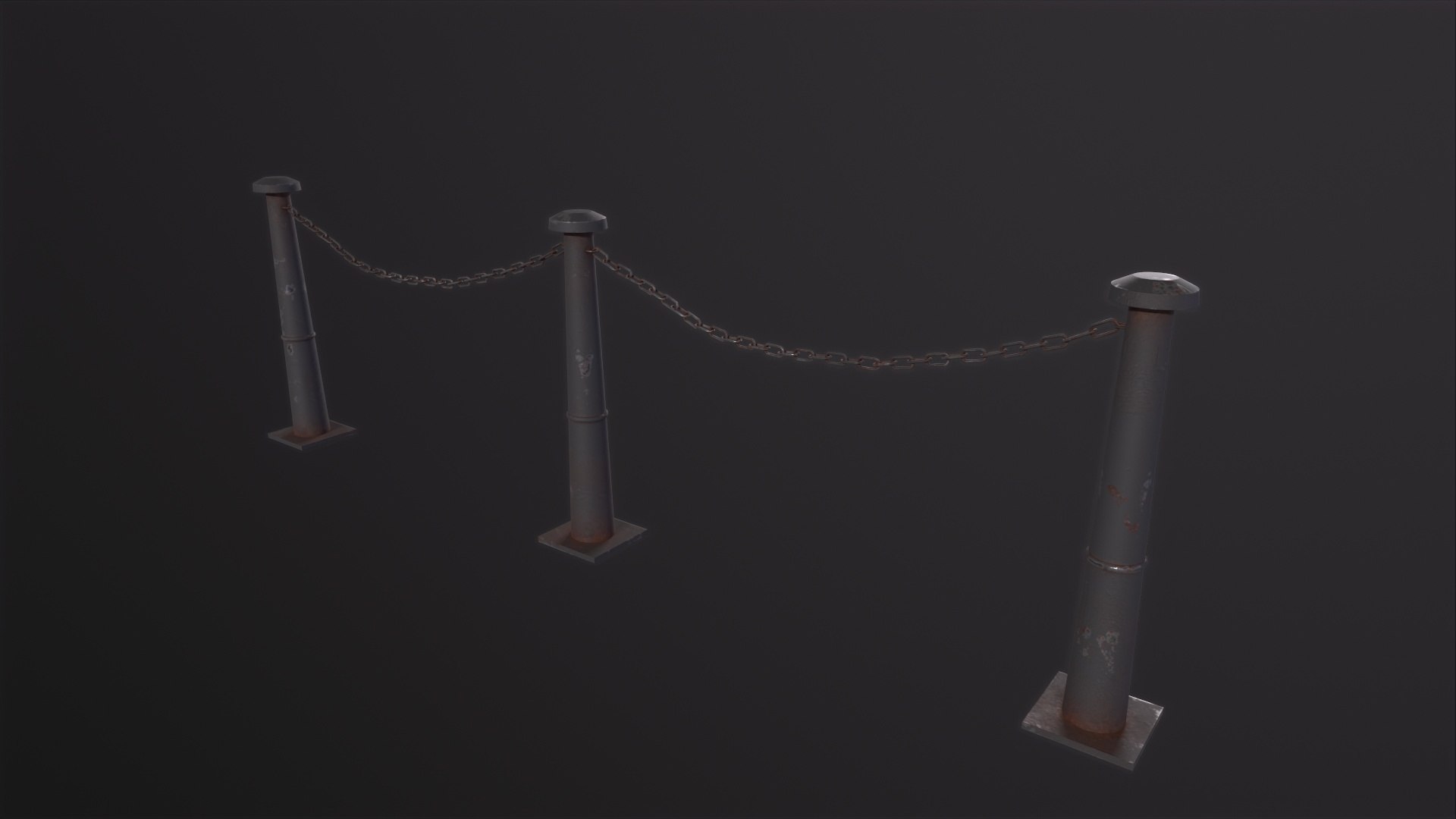 3D Iron Chain Barrier Model - TurboSquid 2143742