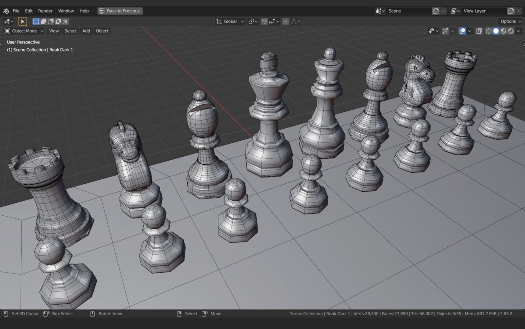 3D Wooden Chess Set Model - TurboSquid 1598330