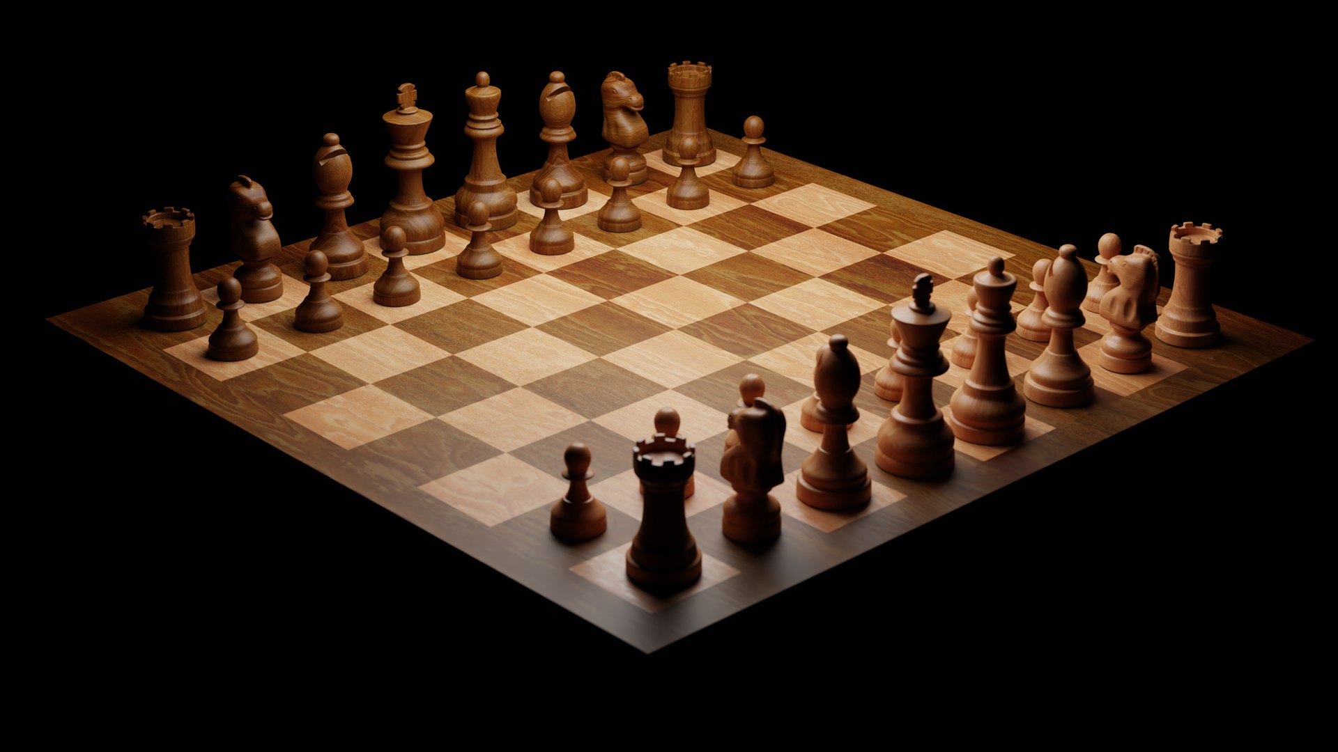 3D Wooden Chess Set Model - TurboSquid 1598330