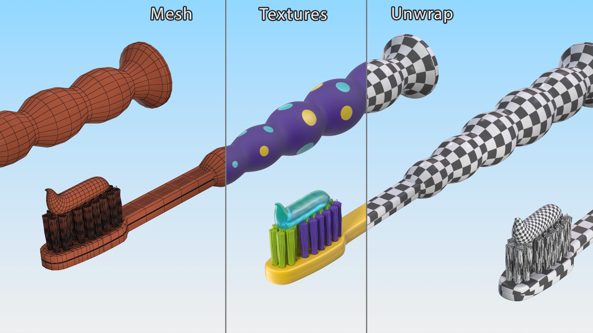 3D Children Toothbrush With Toothpaste Model - TurboSquid 2350495