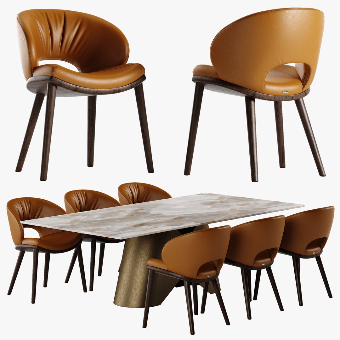 3D Cattelan Italia Scott table Miranda chair set model - TurboSquid 2142848