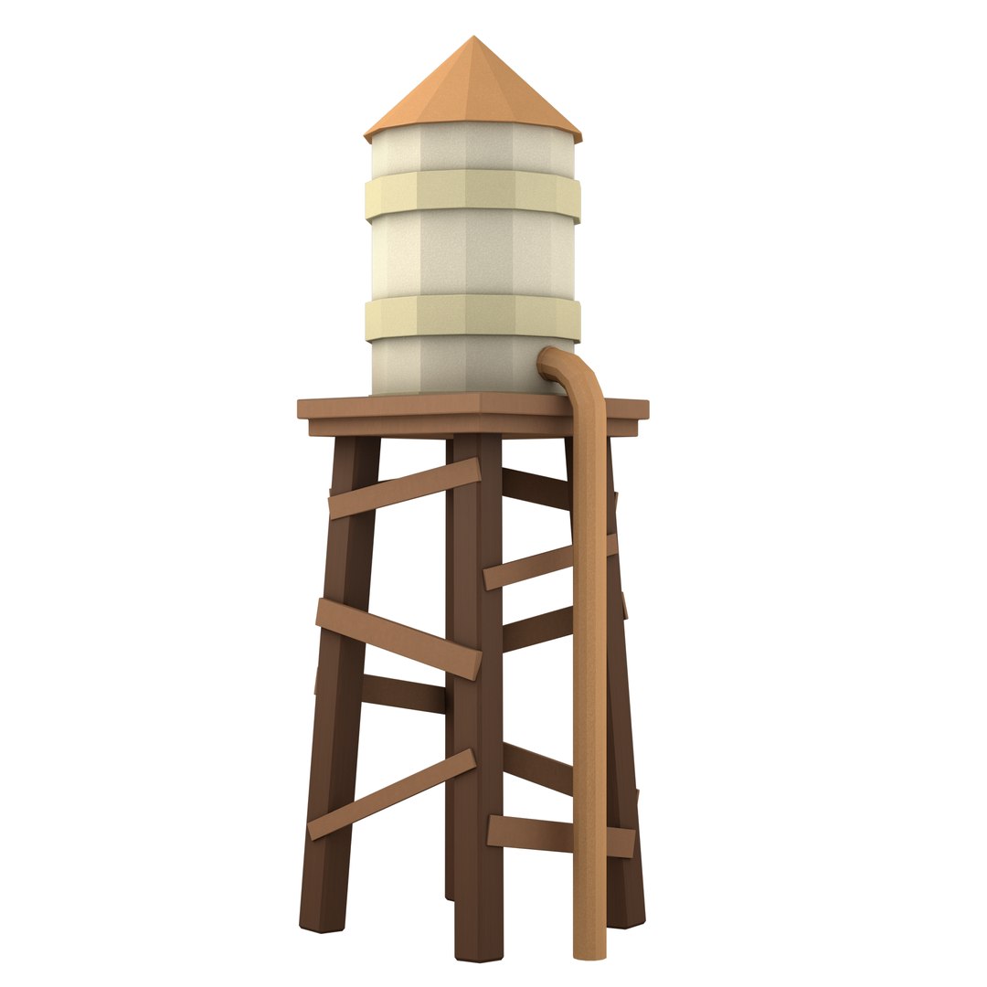 3D Cartoon Water Tower Model - TurboSquid 1443015