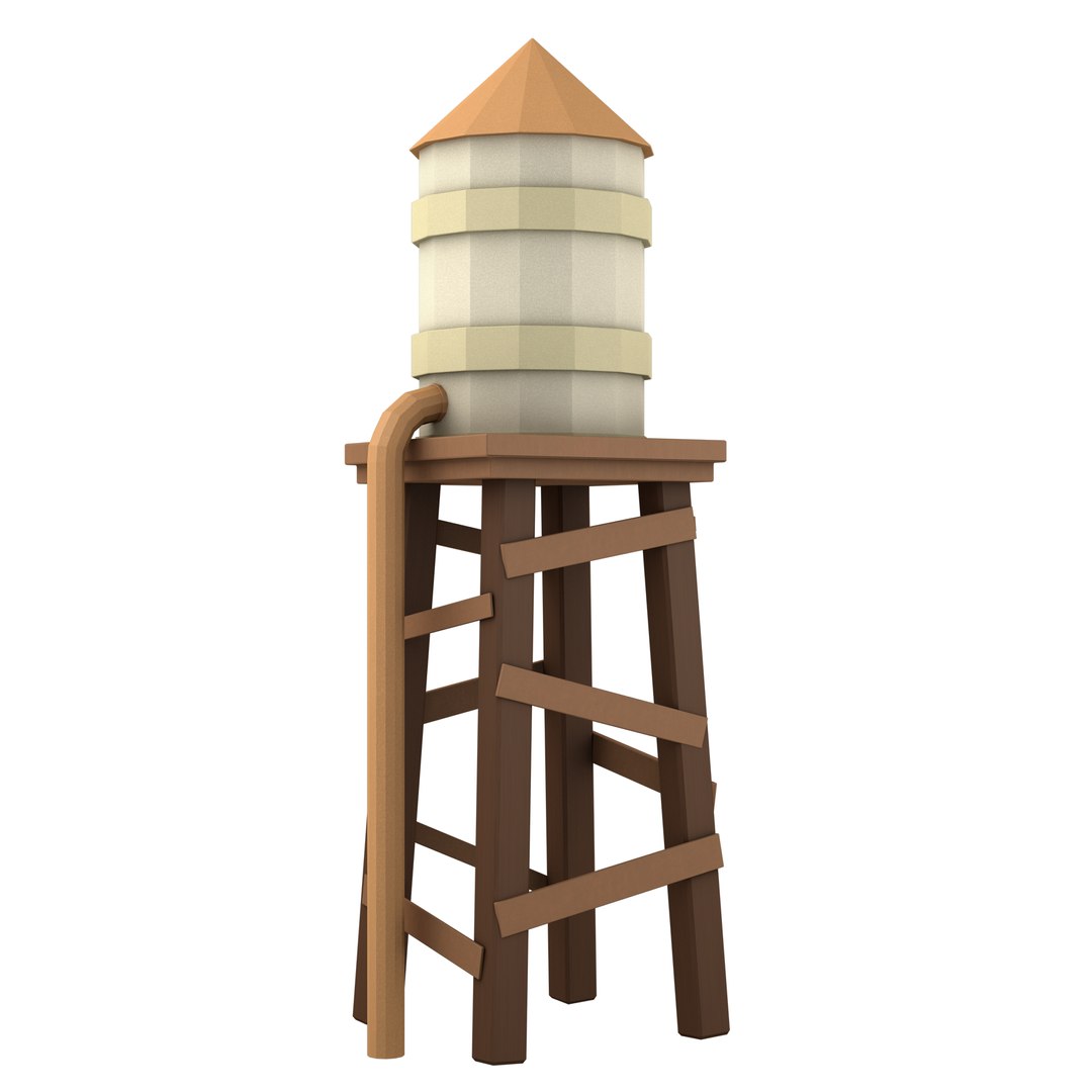 3D Cartoon Water Tower Model - TurboSquid 1443015