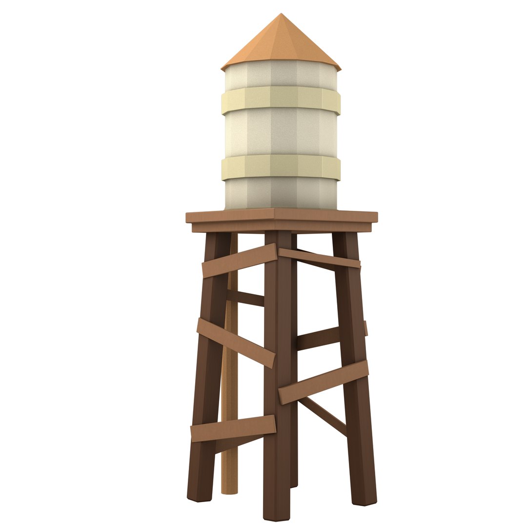 3D Cartoon Water Tower Model - TurboSquid 1443015