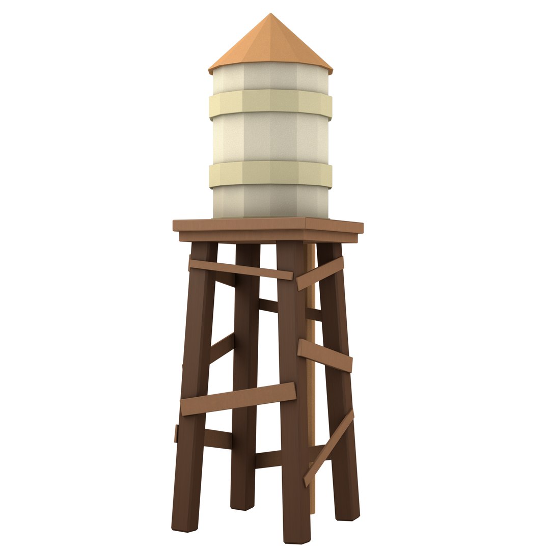 3D Cartoon Water Tower Model - TurboSquid 1443015