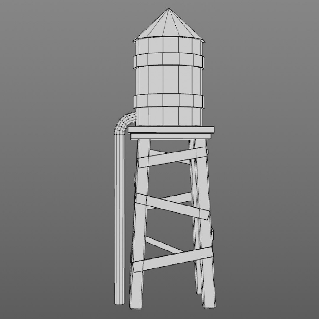 3D Cartoon Water Tower Model - TurboSquid 1443015