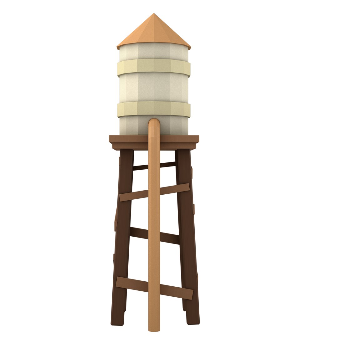 3D Cartoon Water Tower Model - TurboSquid 1443015