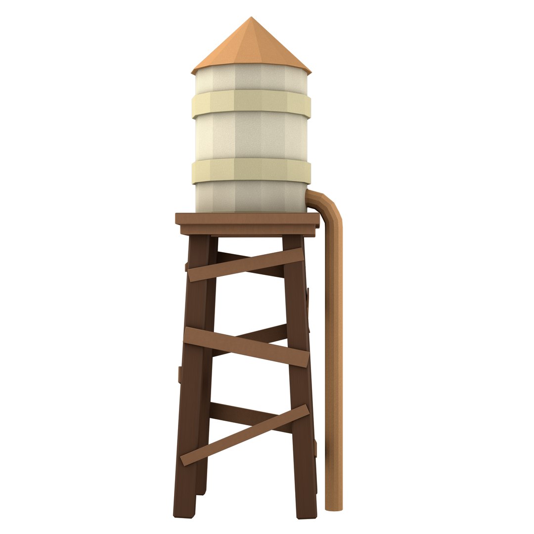 3D Cartoon Water Tower Model - TurboSquid 1443015
