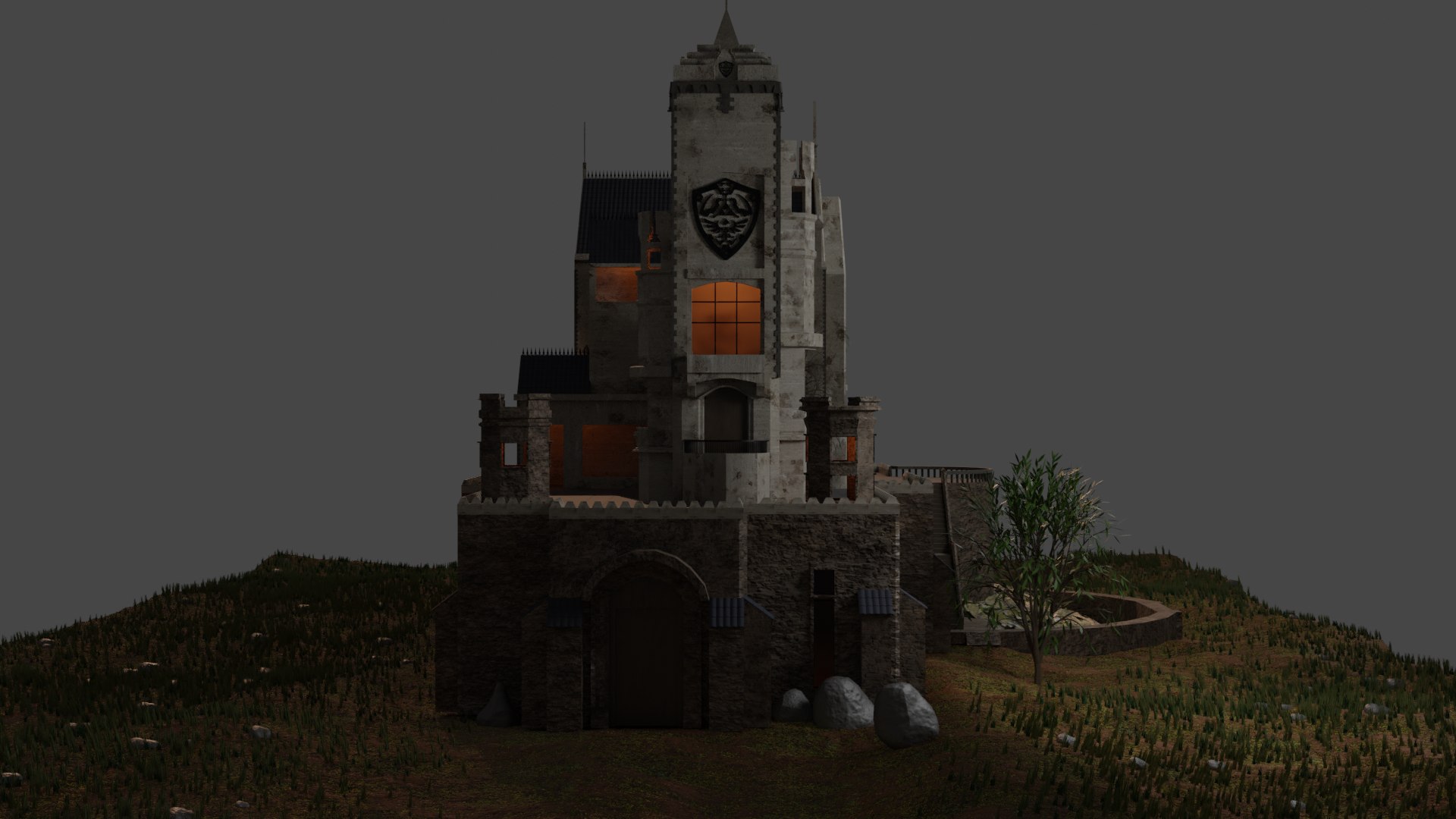 3D Model Castle Trees Terrain - TurboSquid 1696476