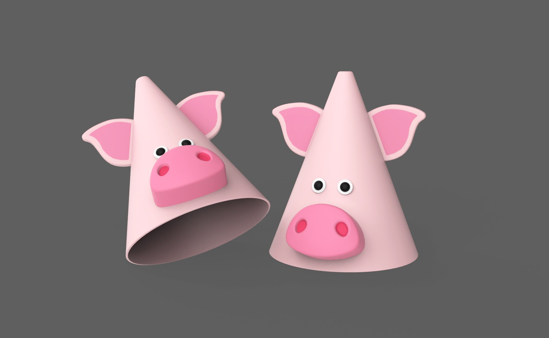 3D Model Funny Animal Pig Birthday Hats For Childrens - TurboSquid 2265758