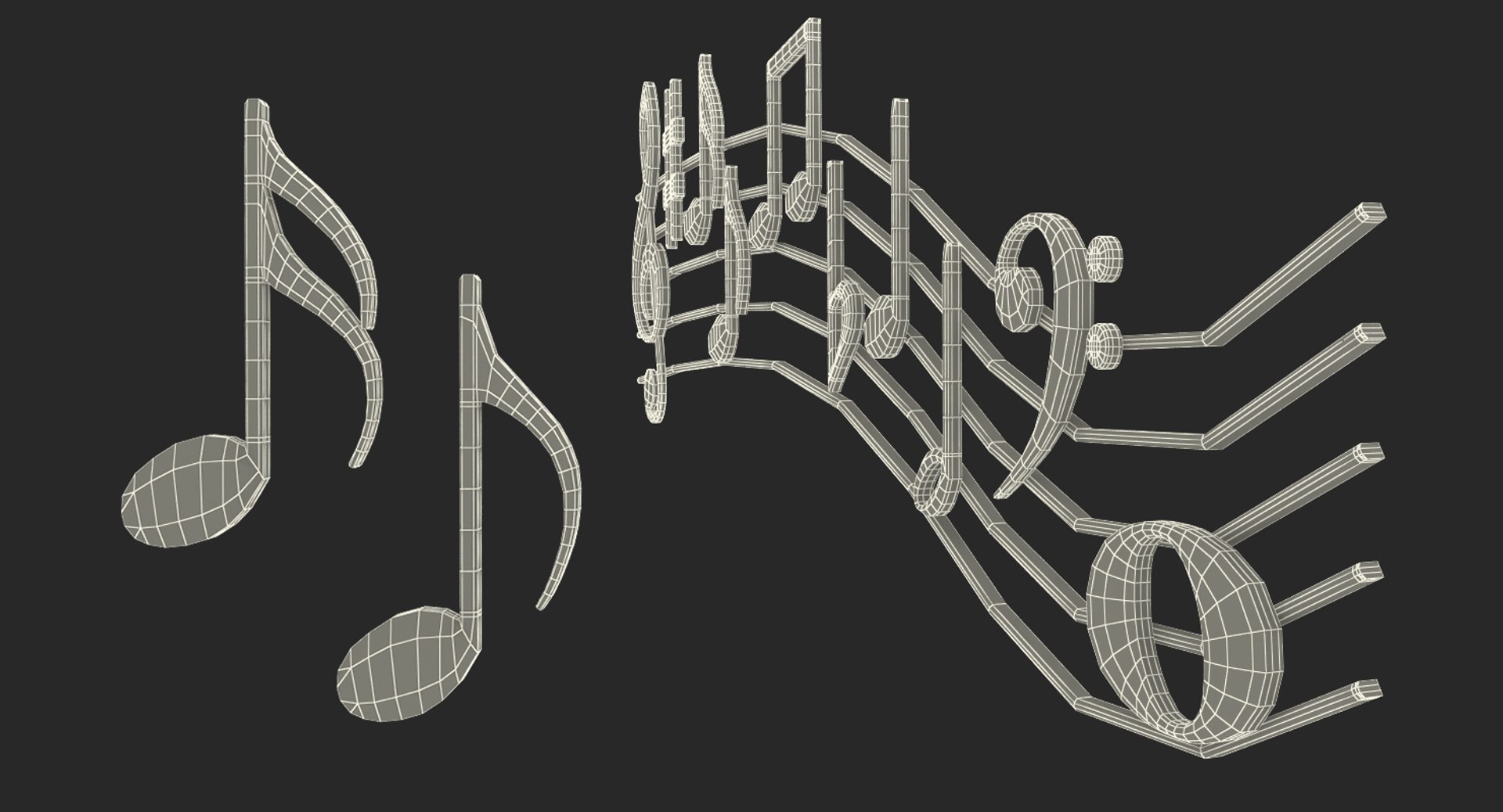 Plastic music notes waves model - TurboSquid 1430096