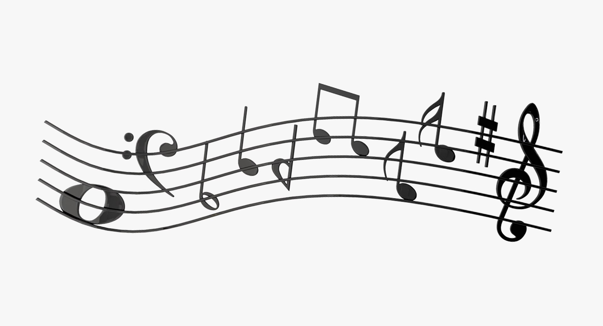 Plastic Music Notes Waves Model - TurboSquid 1430096