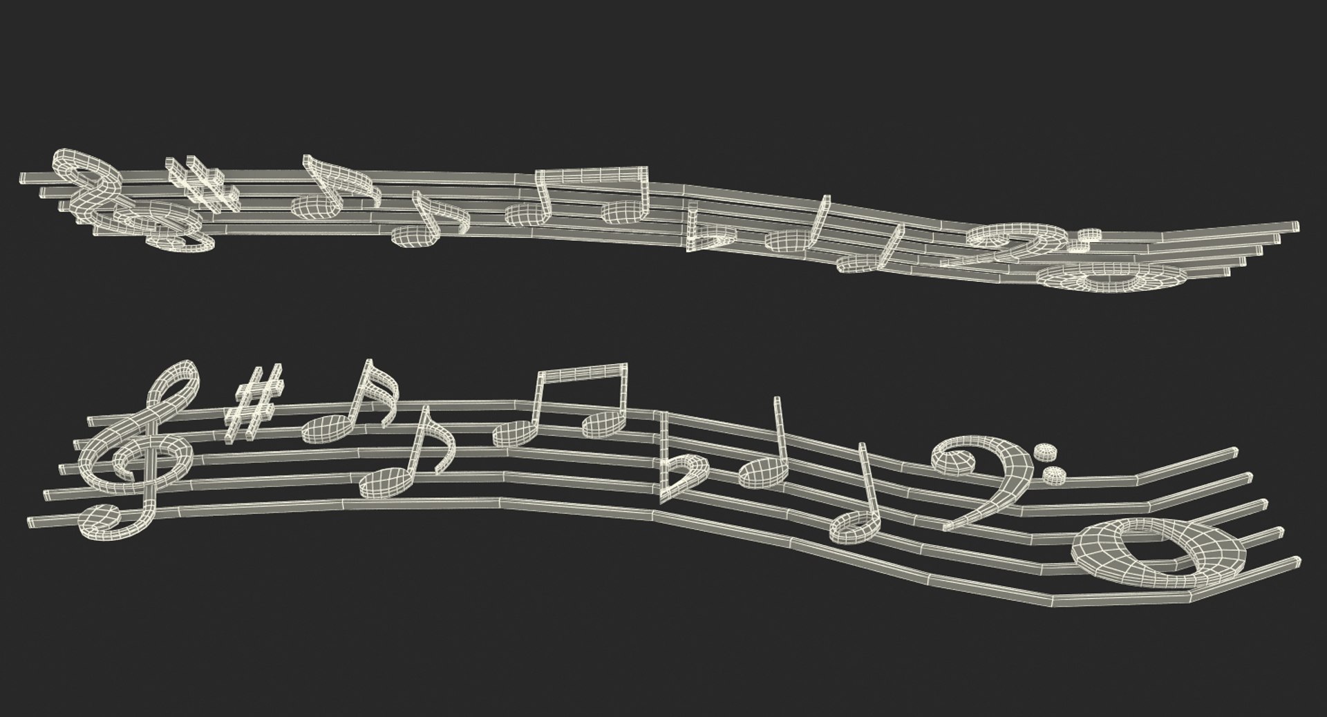 Plastic Music Notes Waves Model - TurboSquid 1430096