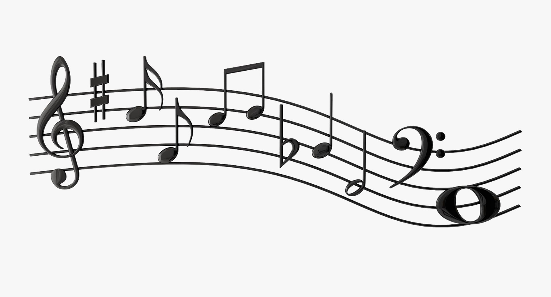 Plastic music notes waves model - TurboSquid 1430096