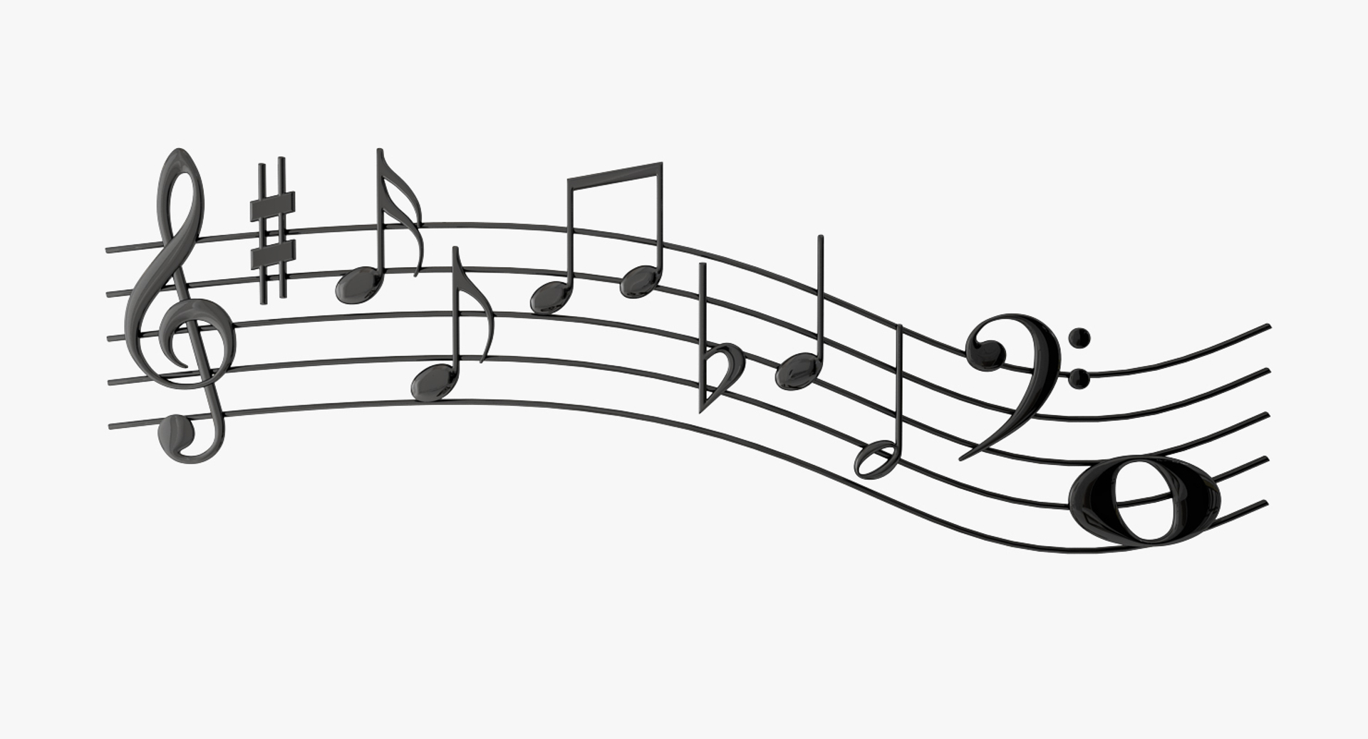 Plastic Music Notes Waves Model - TurboSquid 1430096