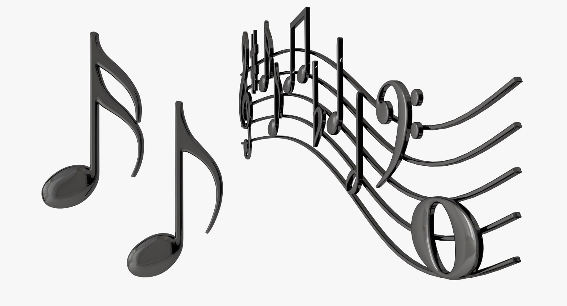 Plastic Music Notes Waves Model - TurboSquid 1430096