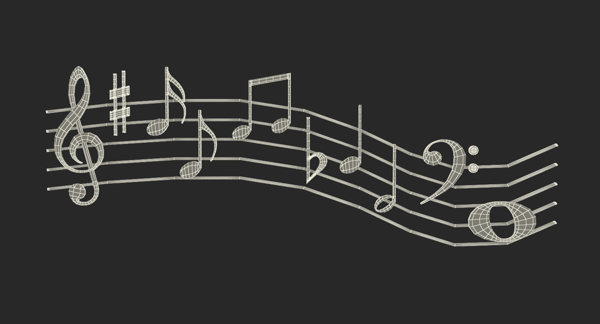 Plastic Music Notes Waves Model - TurboSquid 1430096