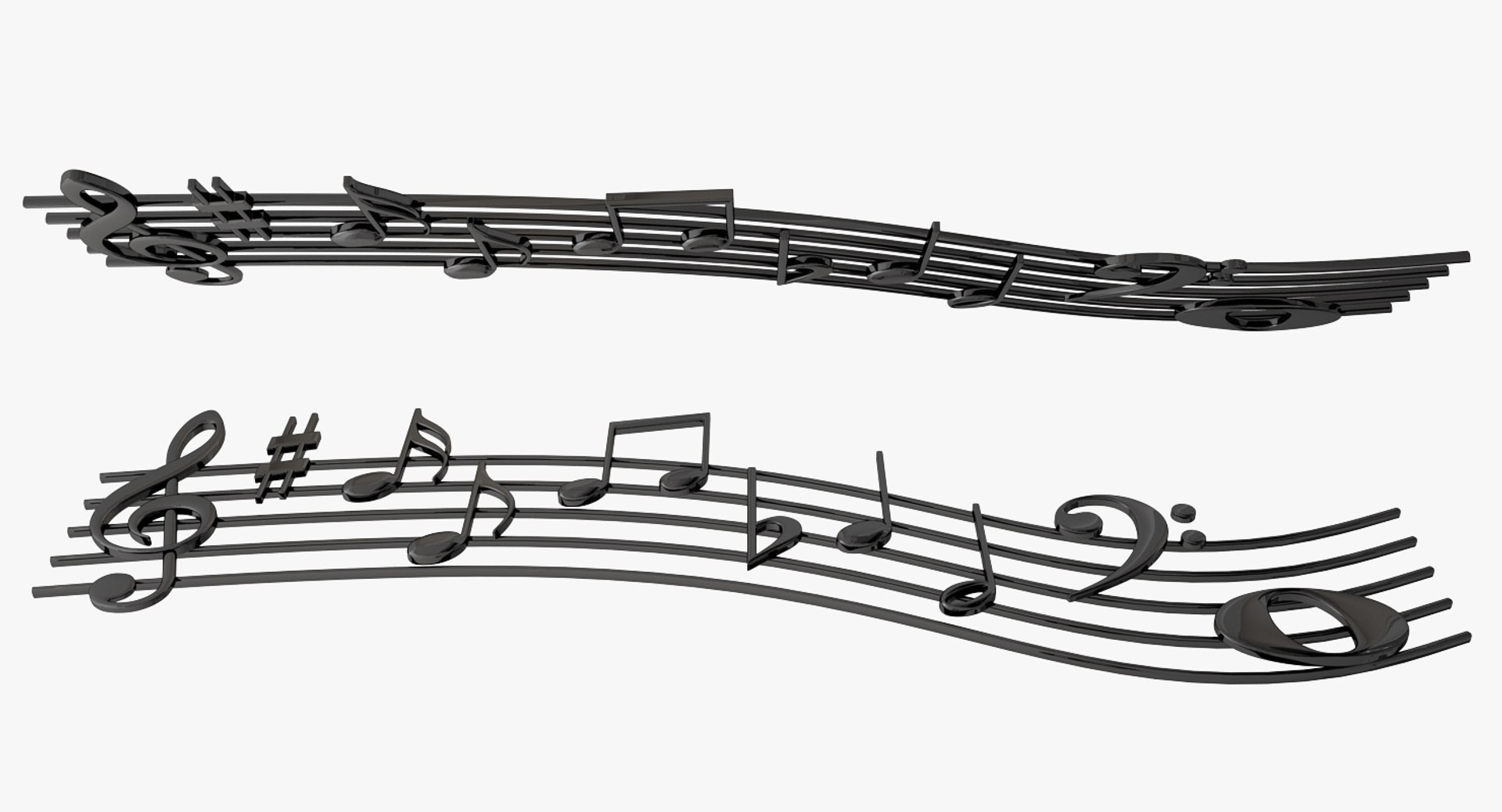 Plastic Music Notes Waves Model - TurboSquid 1430096