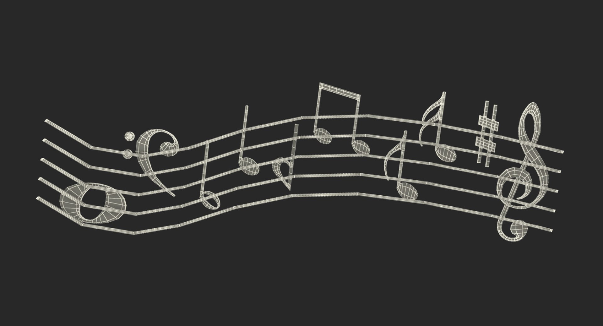 Plastic Music Notes Waves Model - TurboSquid 1430096