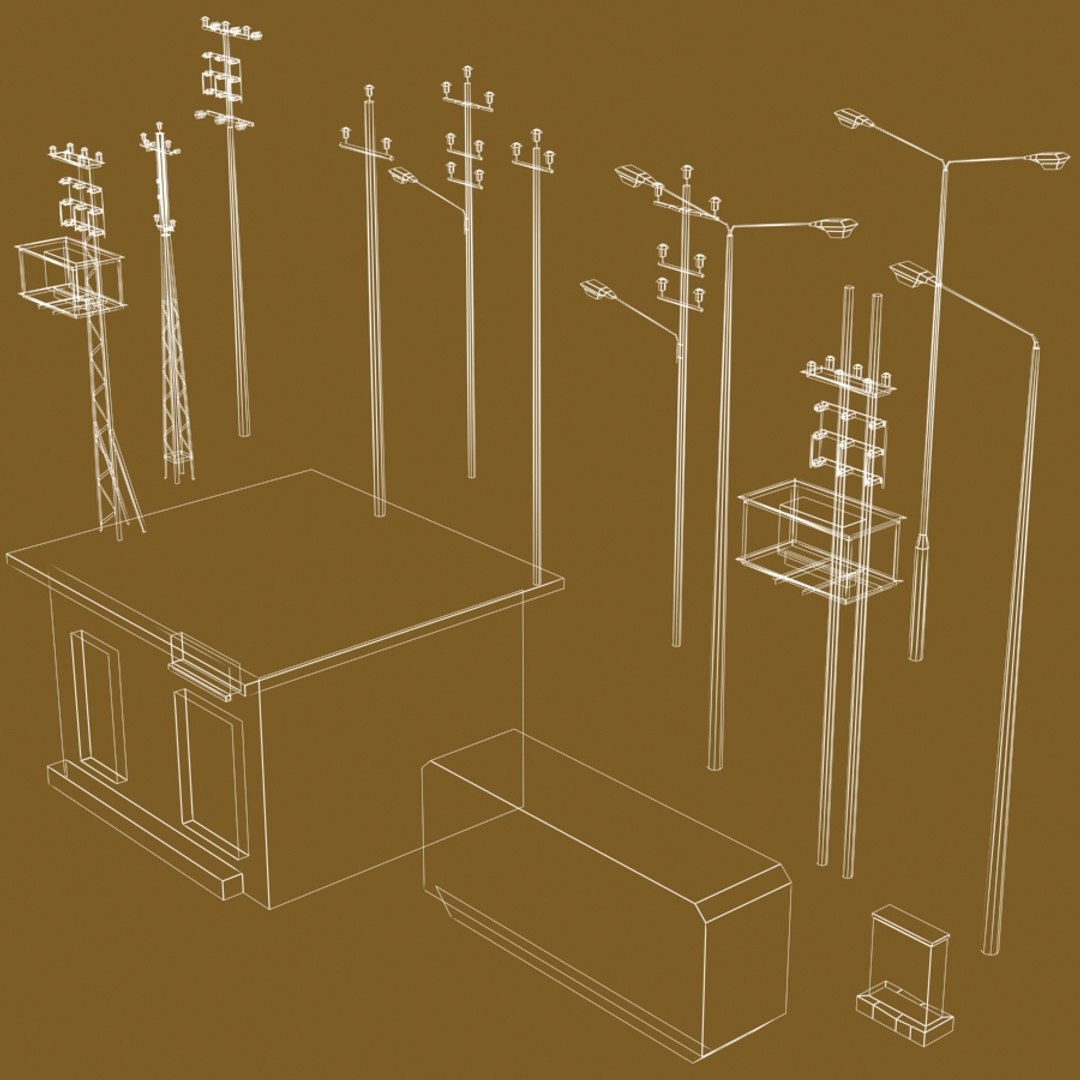 3d Arab City Electric Elements Model