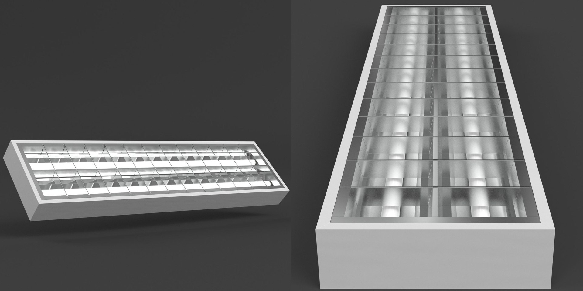 Rectangular Troffer Light Fixture 3D - TurboSquid 2183622