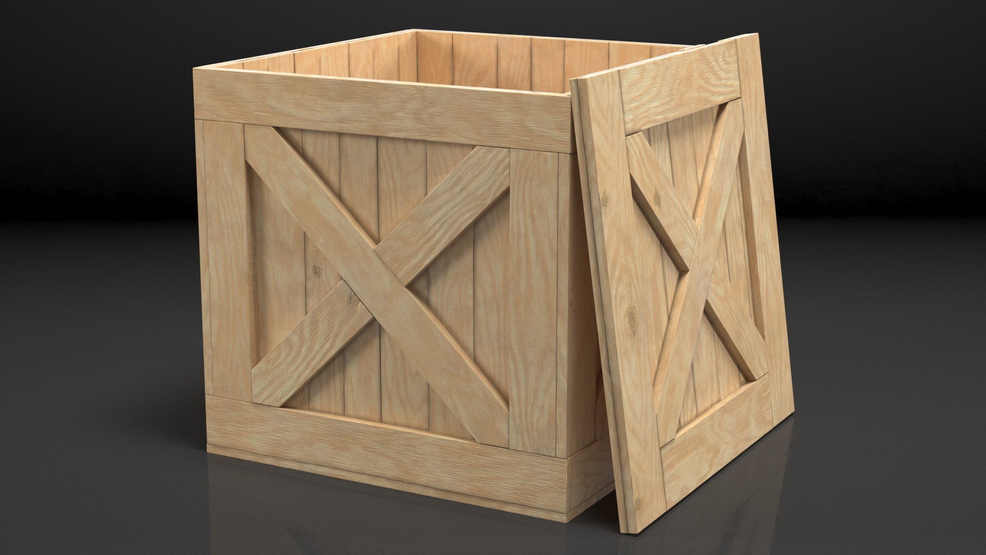 Wooden Shipping Box with Lid 3D model - TurboSquid 1863168