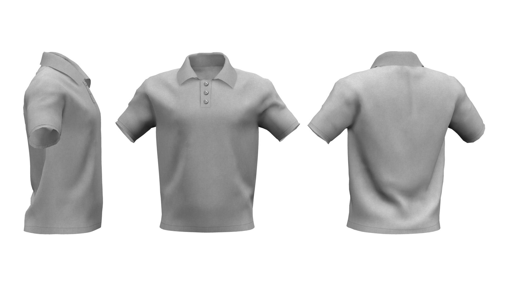 3D Polo Shirt Buttoned Collar - TurboSquid 1803559