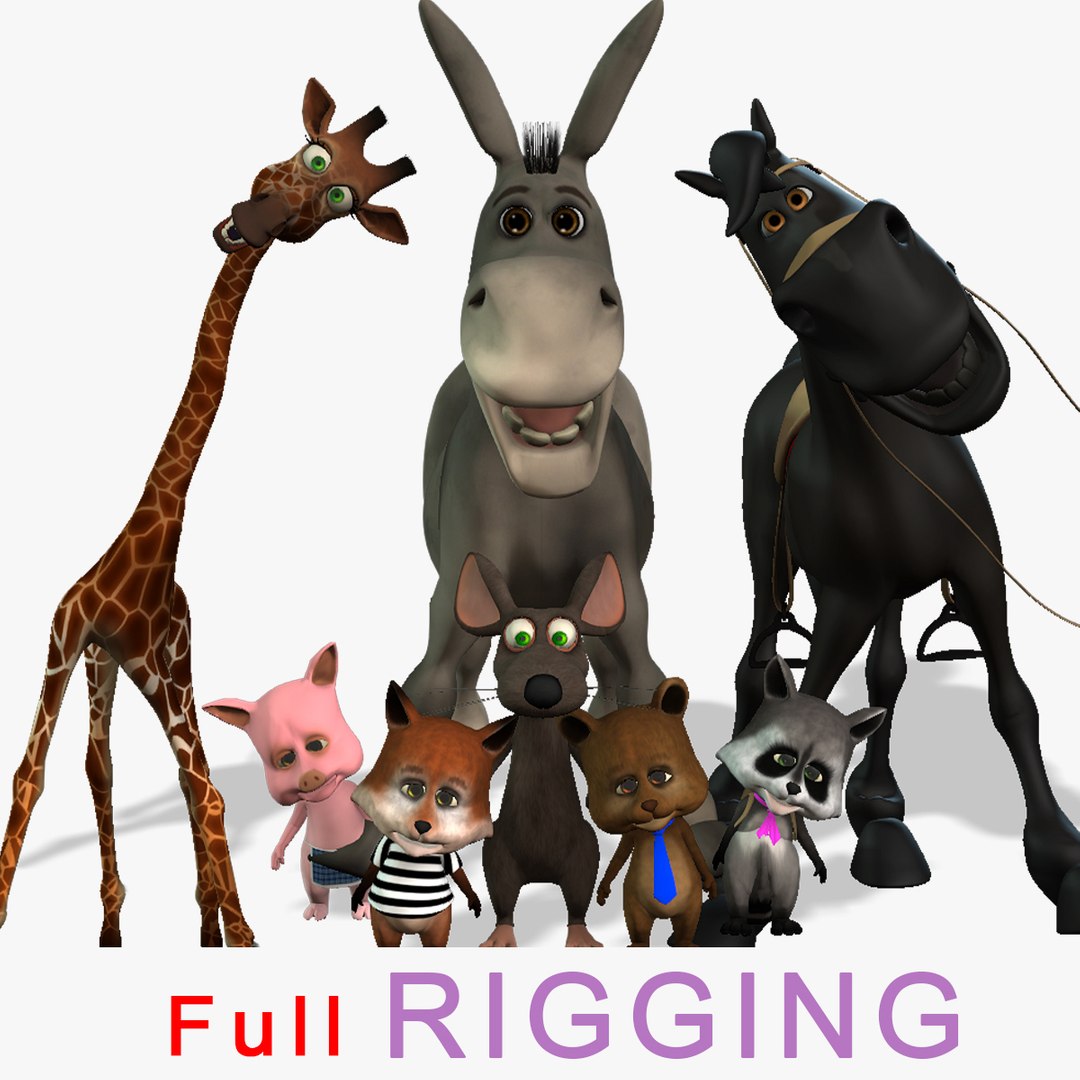3D Cartoon Animals Full Rigging Model - TurboSquid 1772792