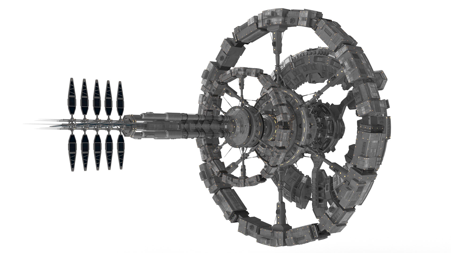 3D Futuristic Space Ring Station Grey - TurboSquid 2221496