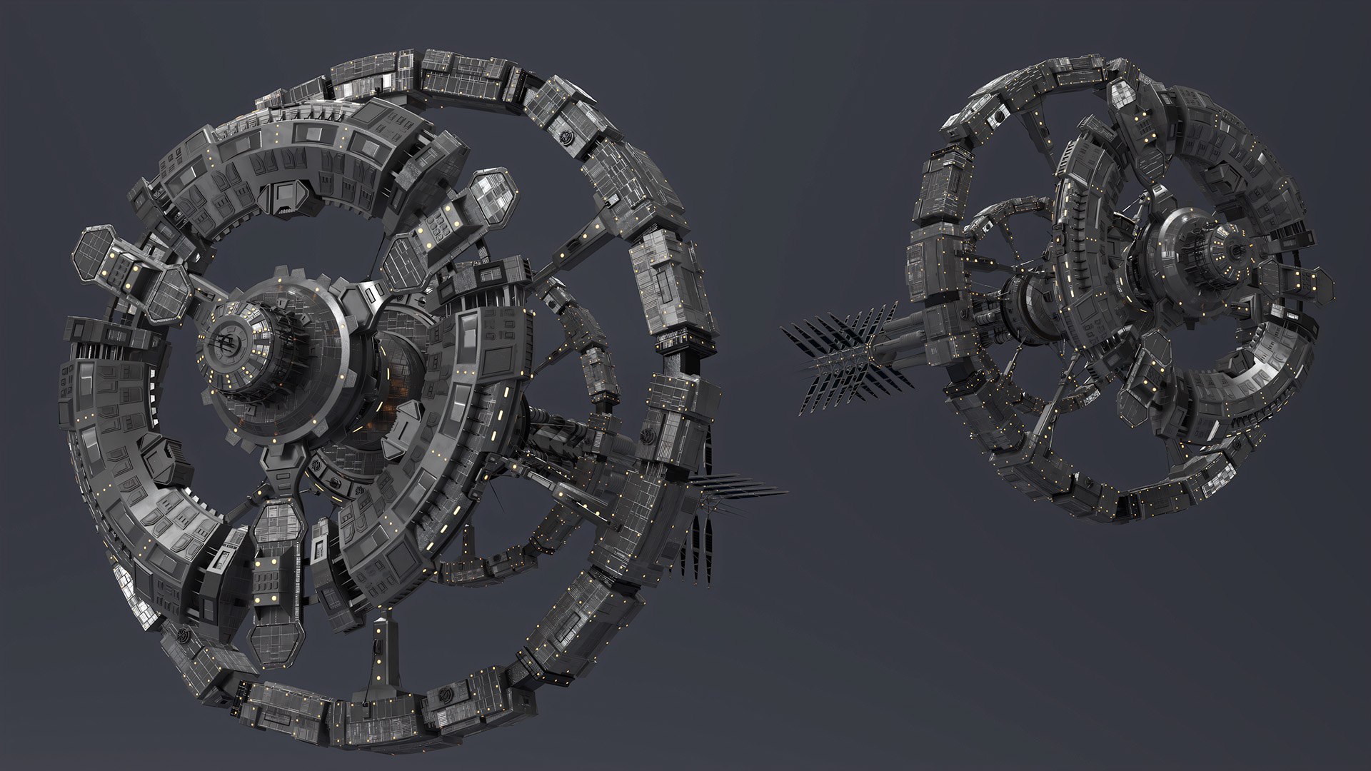 3D Futuristic Space Ring Station Grey - TurboSquid 2221496