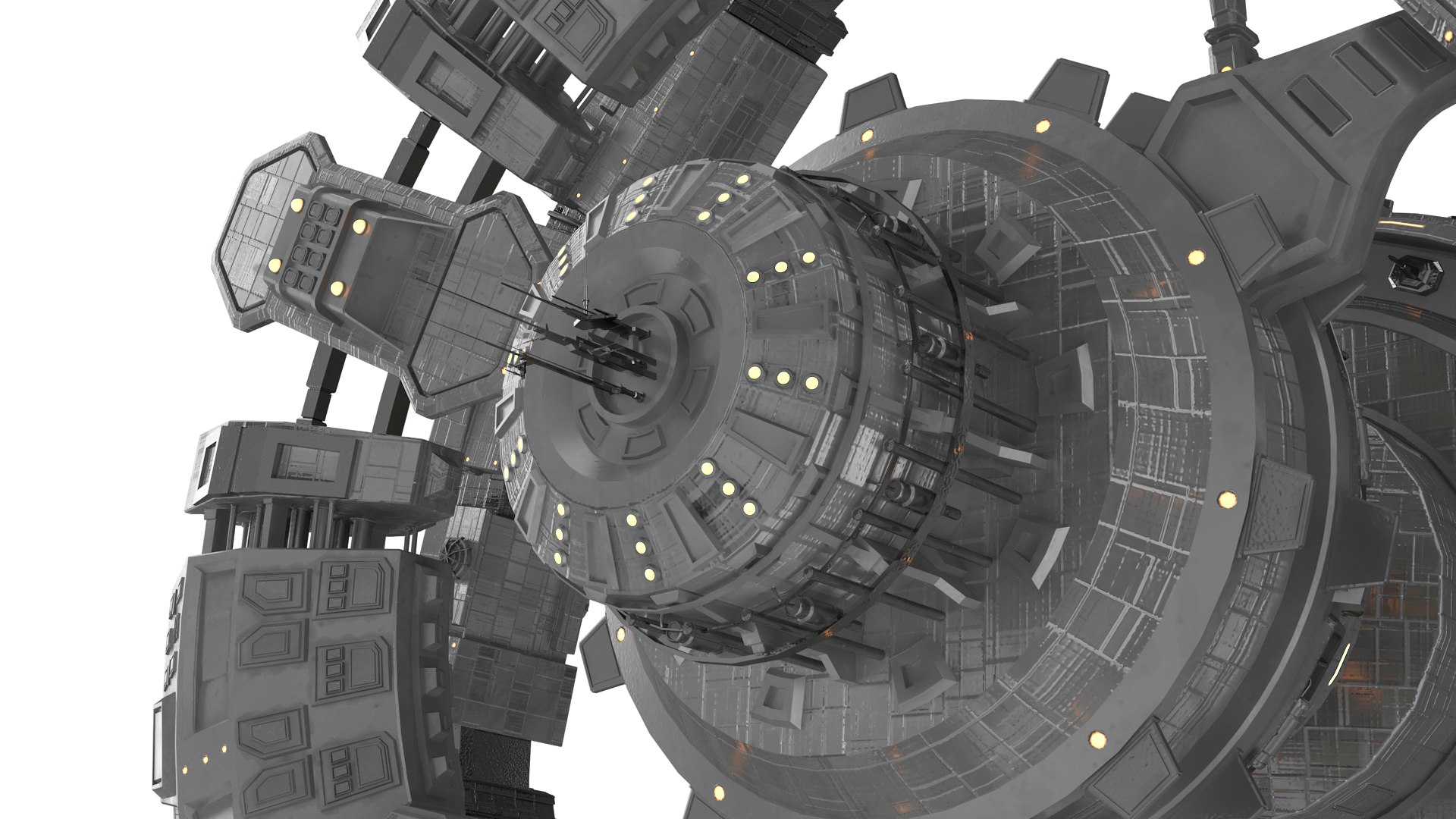 3D Futuristic Space Ring Station Grey - TurboSquid 2221496