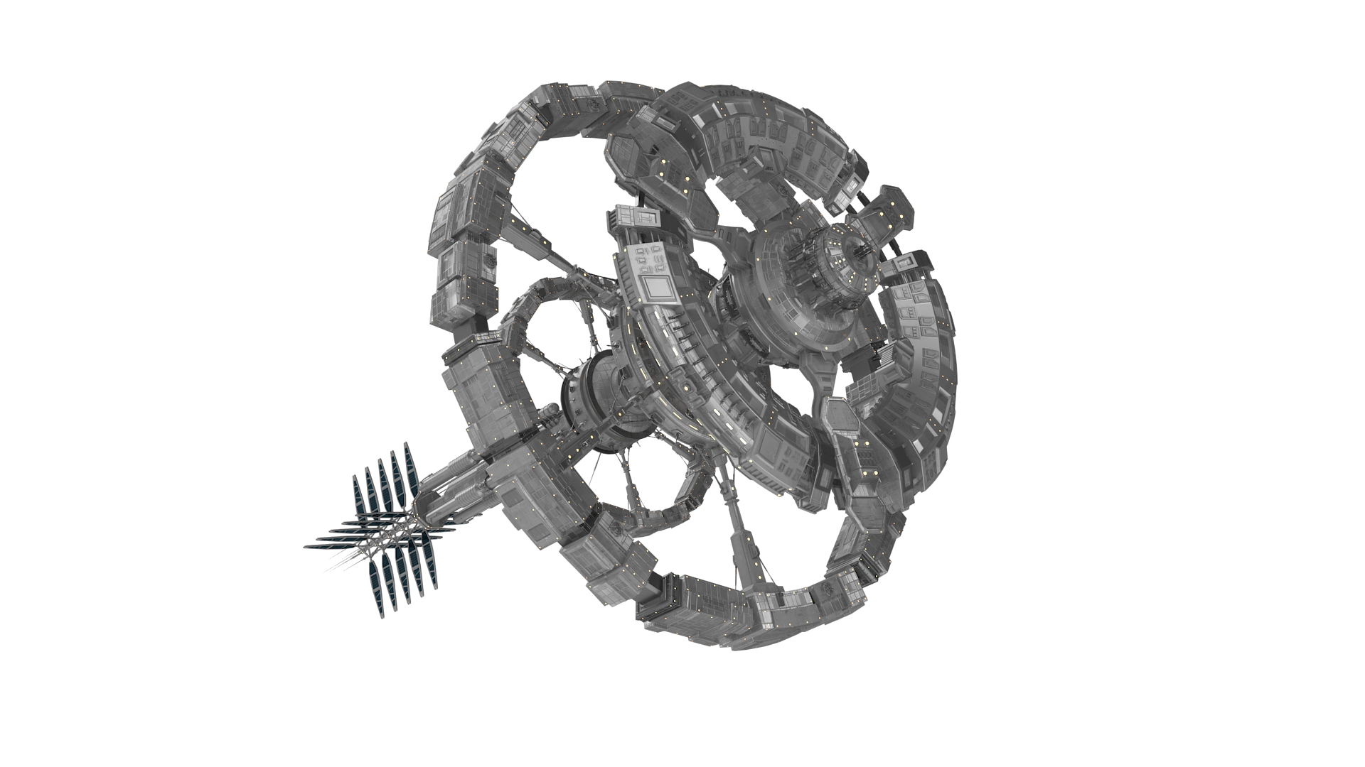 3D Futuristic Space Ring Station Grey - TurboSquid 2221496